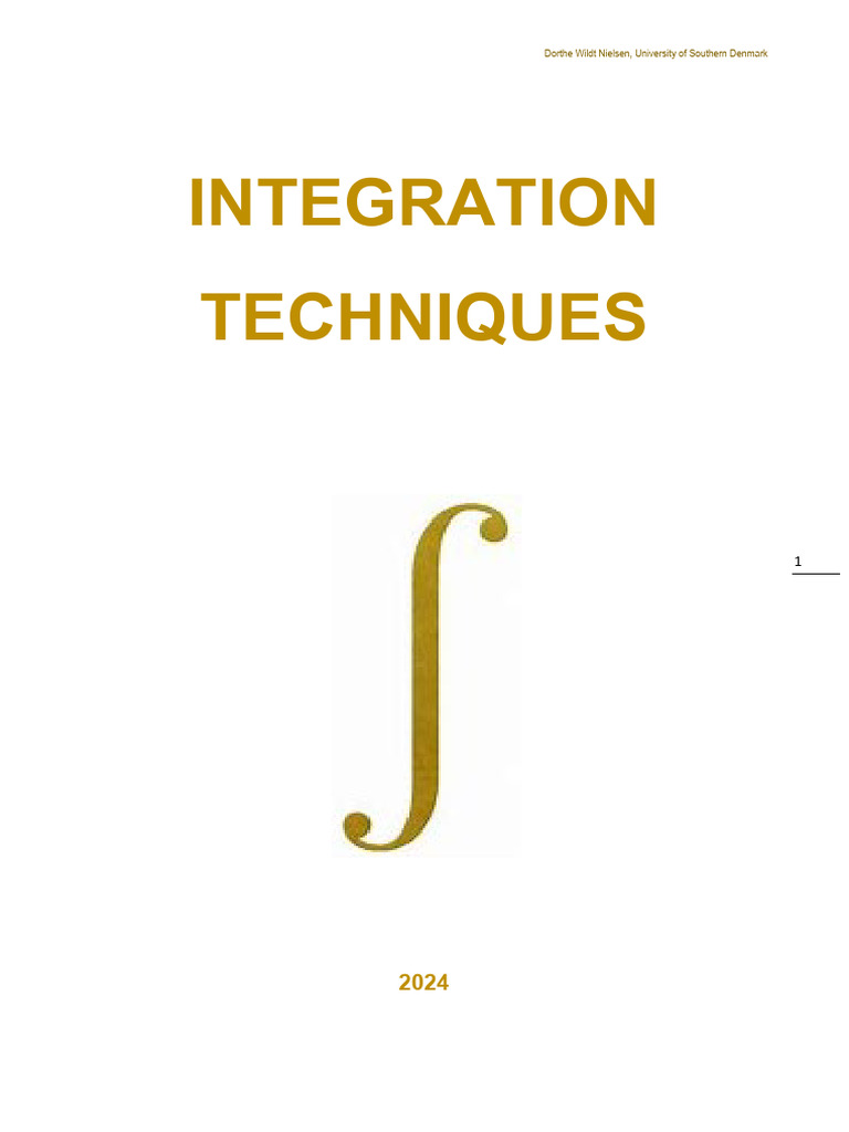 Note - Integration Techniques 2024 | PDF | Integral | Trigonometric Functions