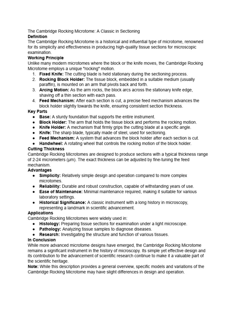 Cambridge Rocking Microtome | PDF | Microscopy | Tools