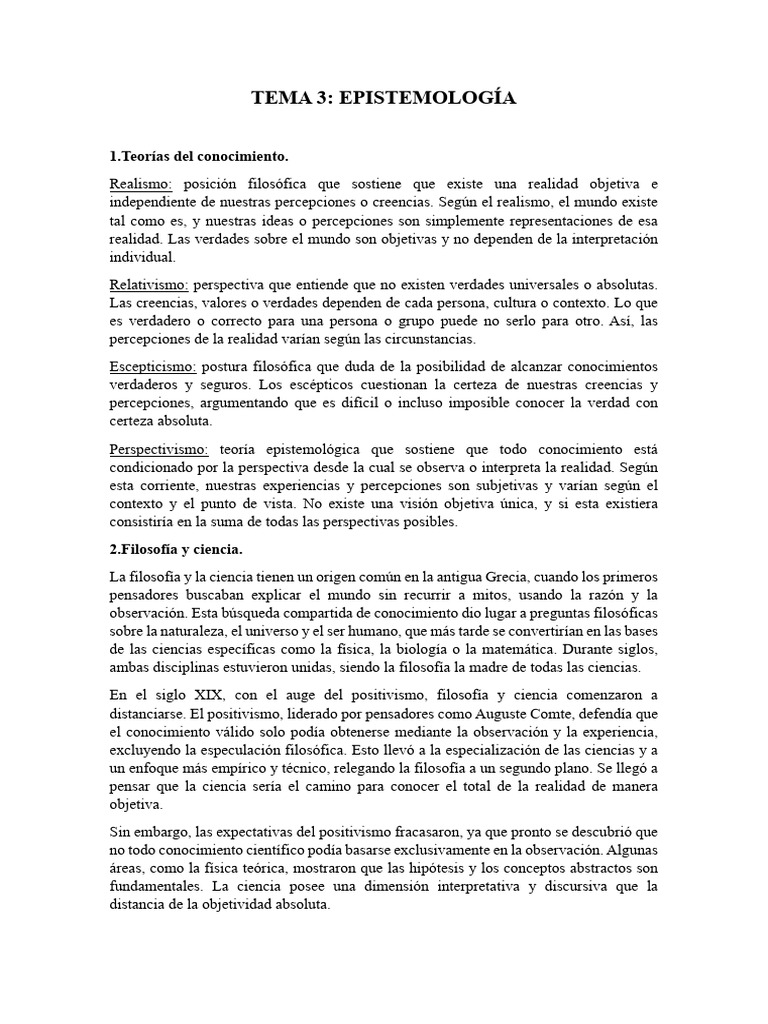 Tema 3 (1) | PDF | Verdad | Conocimiento