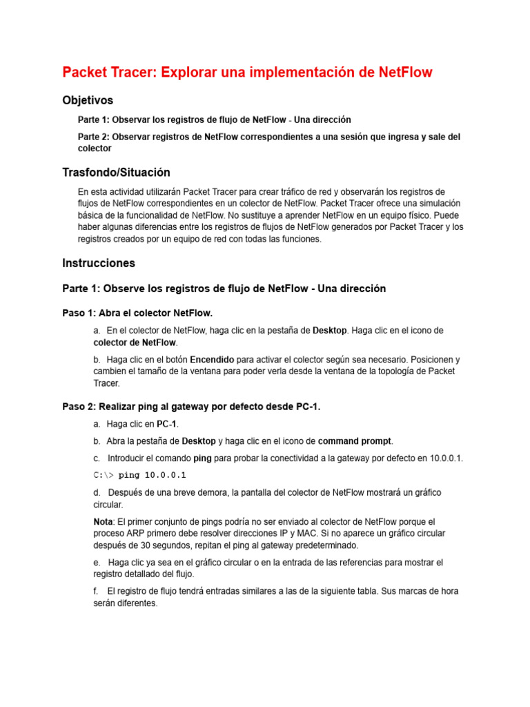 Explorar una implementación de NetFlow | PDF | Protocolo de Control de Transmisión | Protocolos ...