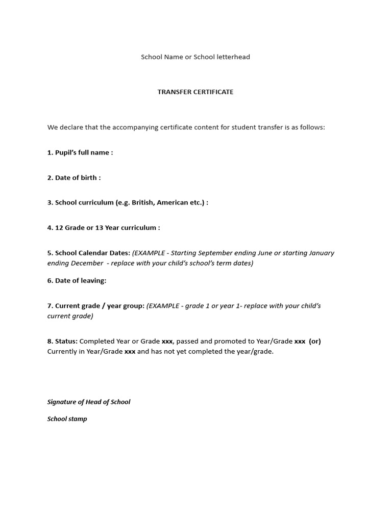 Student Transfer Certificate Guide | PDF