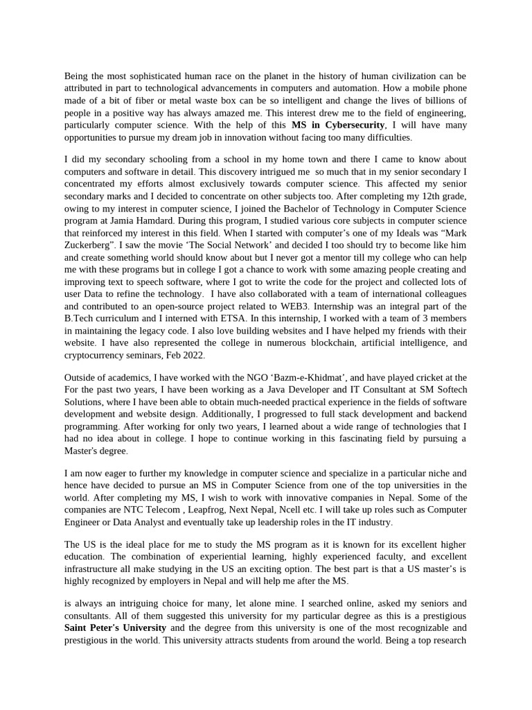 SOP - Stevens Institute of Technology | PDF