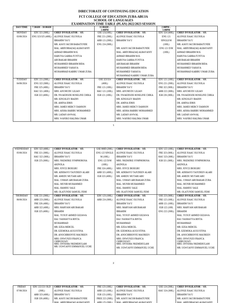 Dce Exam Time-Table 2022-2023 Second Semester - 122620 | PDF | Government And Personhood