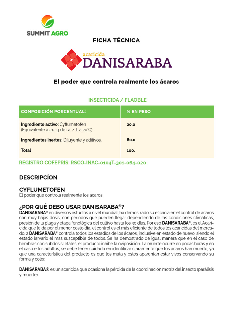 Danisaraba Fichatecnica | PDF | Agua