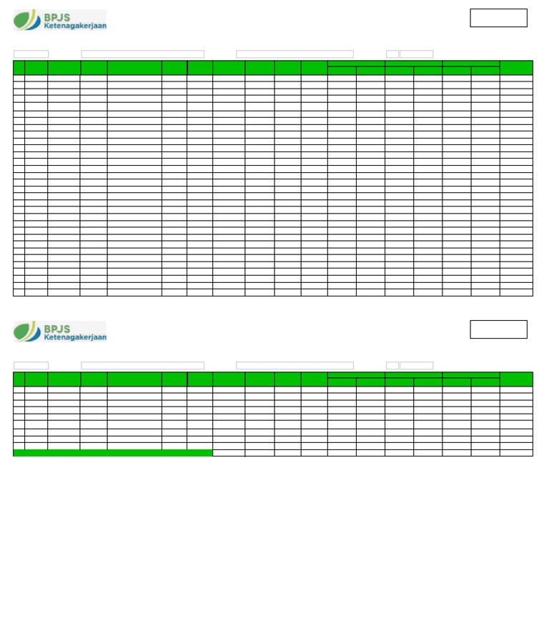 Rincian Iuran Tenaga Kerja: Formulir 2a PU BPJS Ketenagakerjaan | PDF