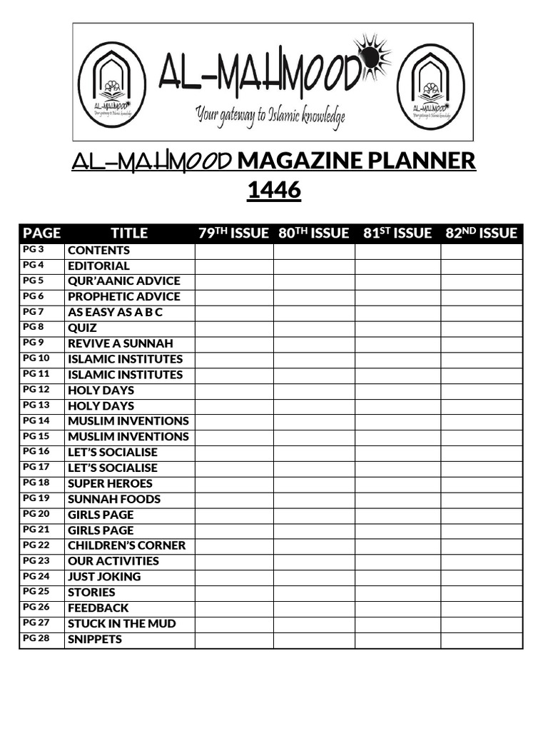 Al-Mahmood Magazine Planner 1446 | PDF