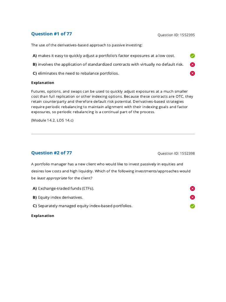 Reading 14 Passive Equity Investing - Answers | PDF | Stock Market ...