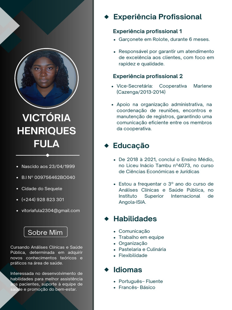 Currículo A4 Elegante Verde Escuro e Branco | PDF