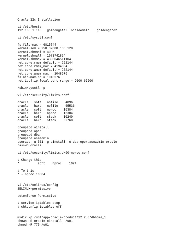 12c Single Node Installation | PDF