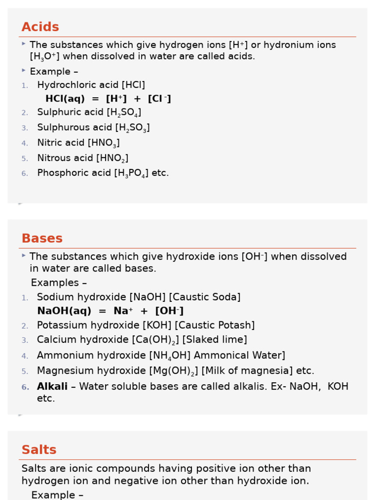 Acids, Bases and Salts | PDF | Hydroxide | Ph