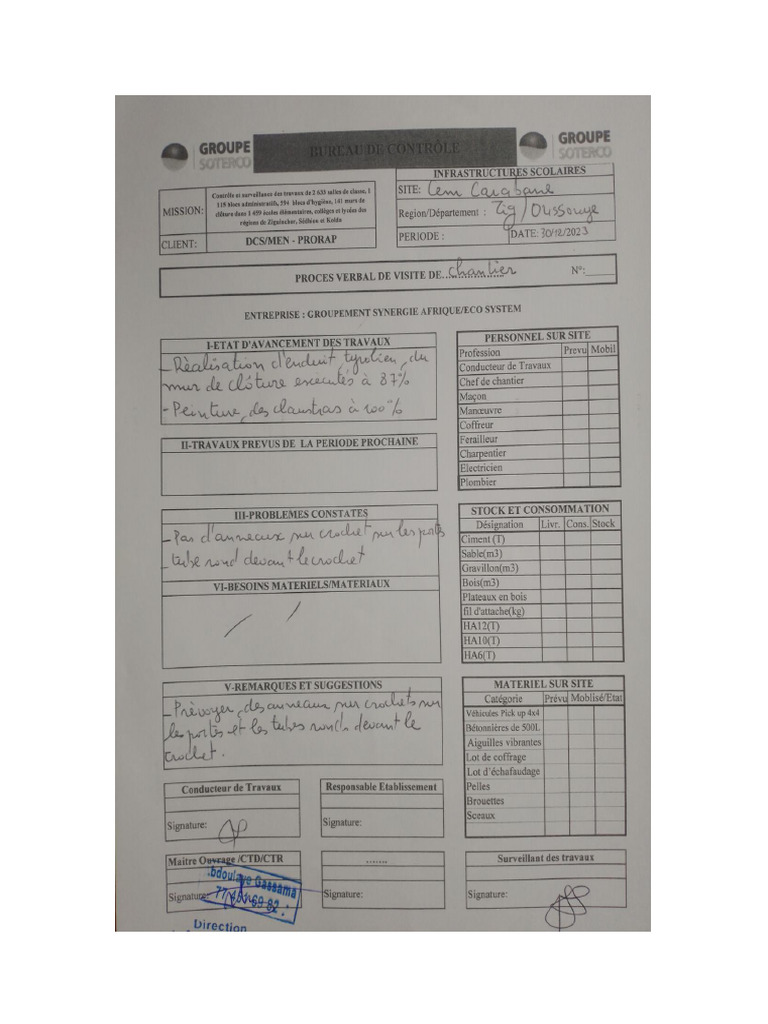 PV de visite de chantier et reception provisoir | PDF