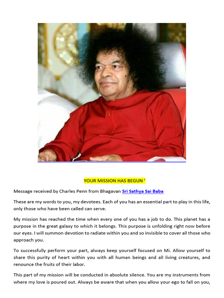 Bhagawan's Letter To Charles Penn | PDF | Religious Belief And Doctrine