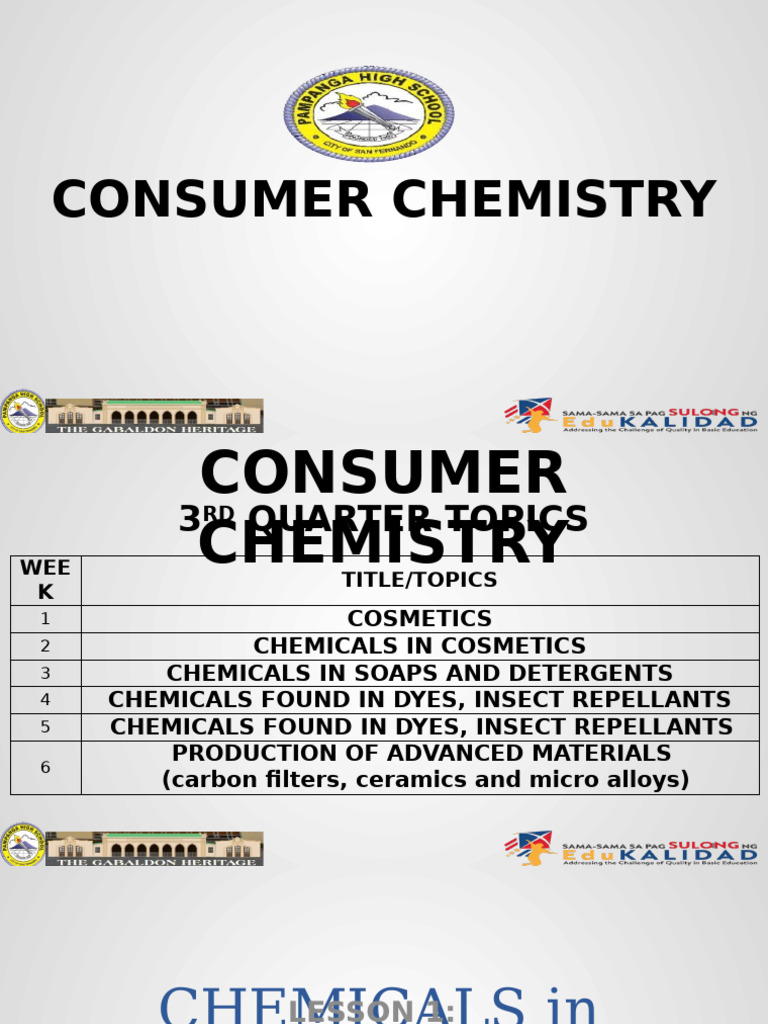 q3 Weeks 1 and 2 Con Chem | PDF | Cosmetics | Shampoo