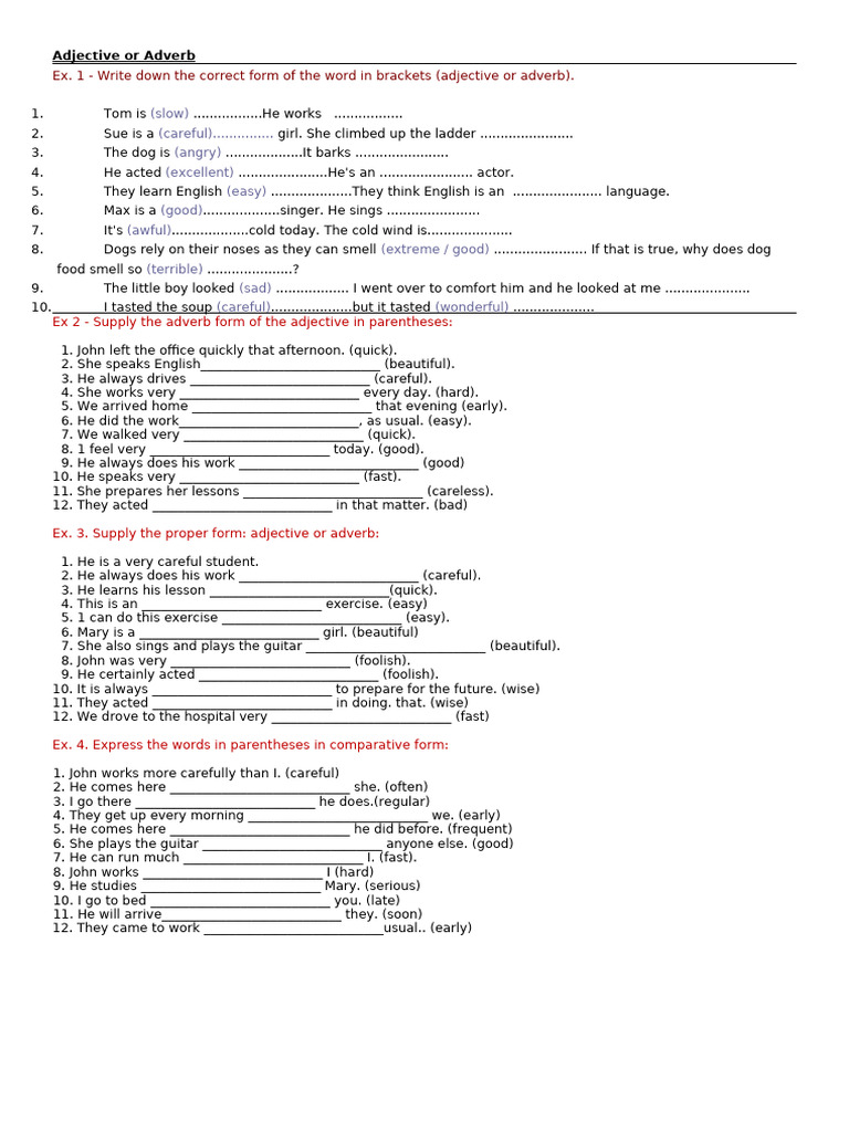 Adjective or Adverb | PDF | Adverb | Linguistics