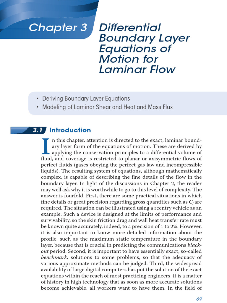 Boundary Layer Analysis ---- (Chapter 3 Differential Boundary Layer Equations of Motion for ...