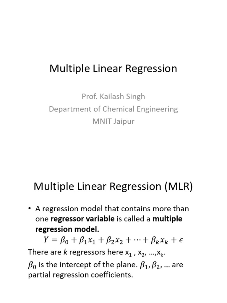 04 Multiple Linear Regression | PDF | Matrix (Mathematics) | Multicollinearity