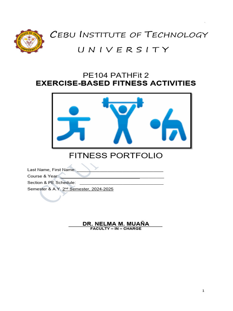 PE104 Fitness Portfolio Guide | PDF | Physical Fitness | Body Mass Index