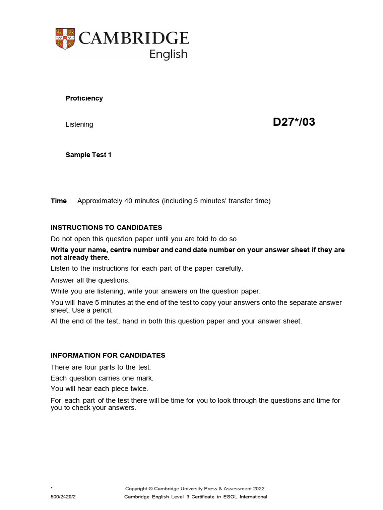 C2 Proficiency Sample Paper 1 Listening | PDF