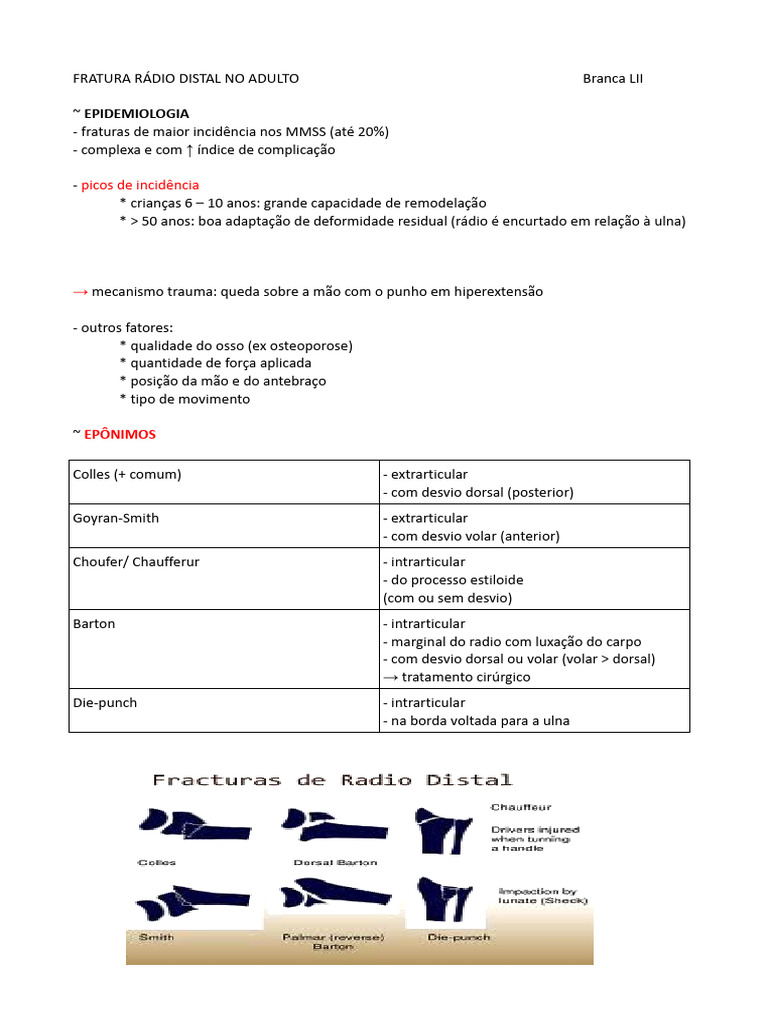 Fratura Rádio Distal | PDF | Especialidades médicas | Sistema Locomotor