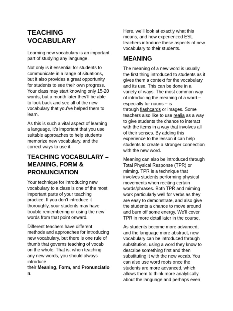 m4 Teaching Vocabulary | PDF | Word | Vocabulary
