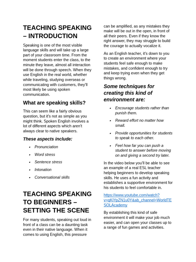 m4 Teaching Speaking | PDF | Stress (Linguistics) | English Language