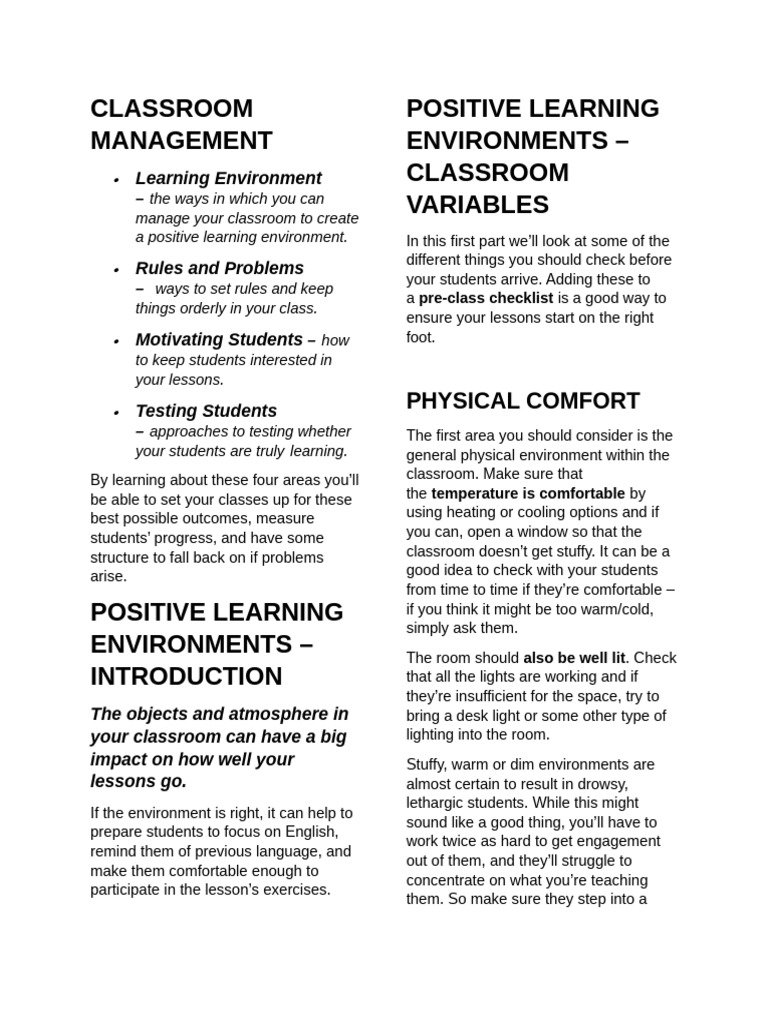 m6 Cm-Learning Environment | PDF | Classroom | Cognition