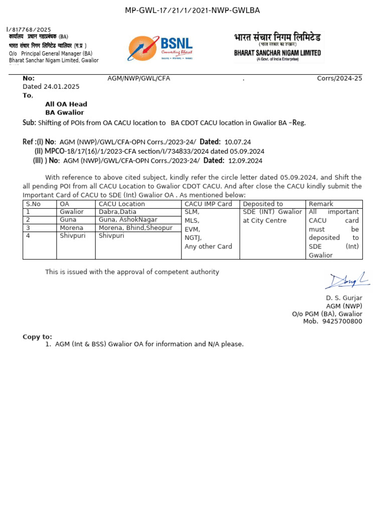 Deposite of CACU CARD - Regarding | PDF