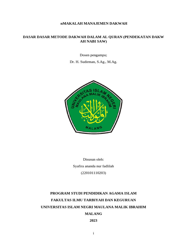 Makalah Manajemen Dakwah | PDF