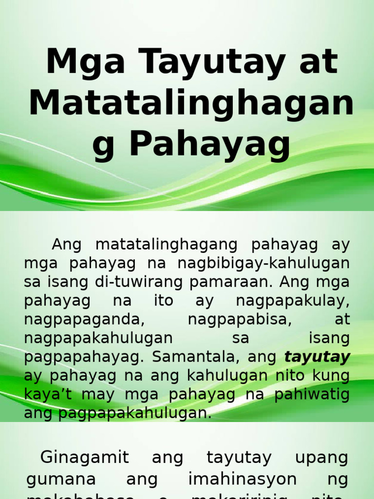 Mga Tayutay at Matatalingahagang Pahayag IV | PDF