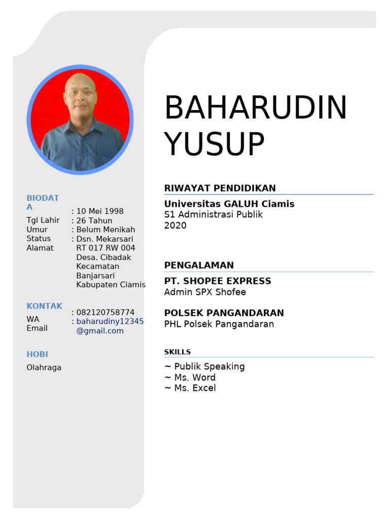 CV Baharudin Yusup | PDF