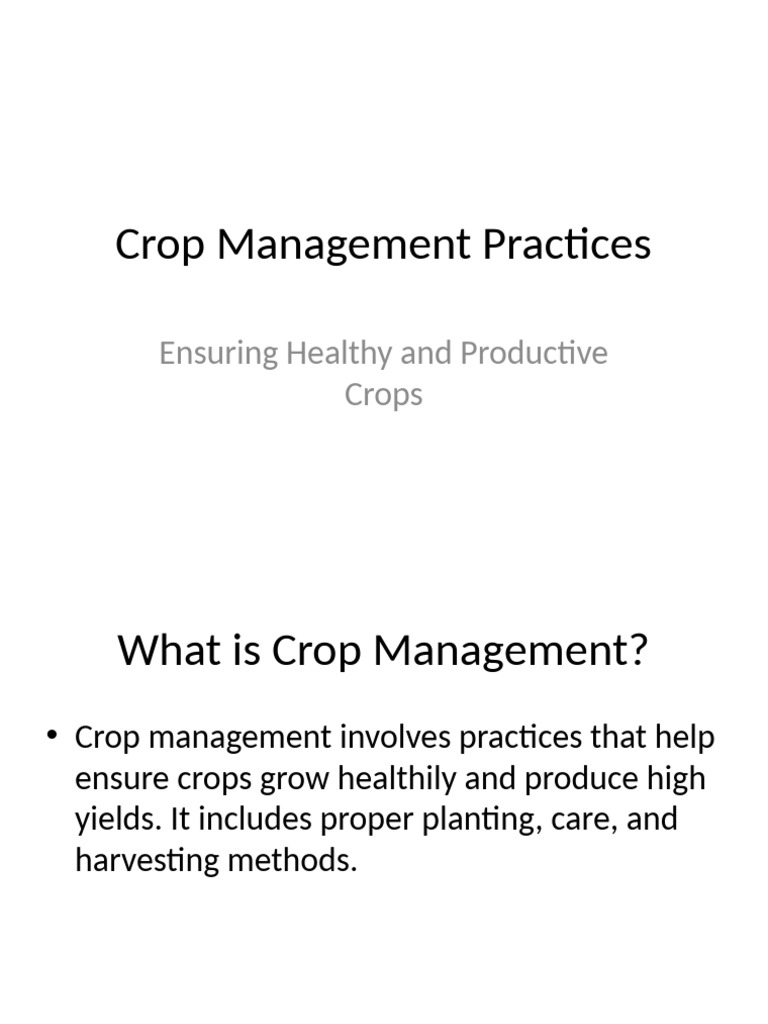Crop Management Practices | PDF