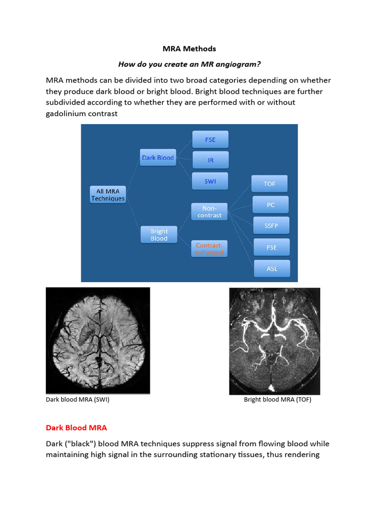 MRA Methods | PDF | Medical Equipment | Medical Imaging