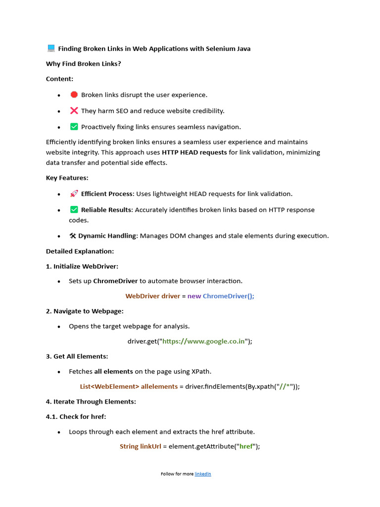Broken links | PDF | Selenium (Software) | Software Development