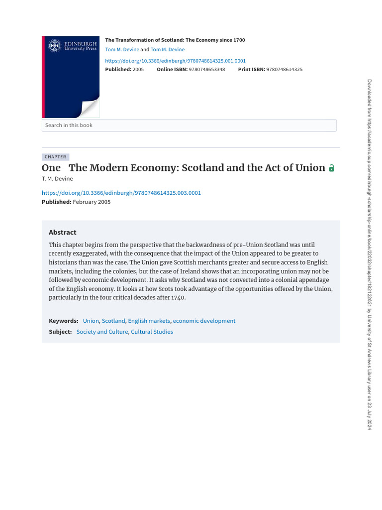 One The Modern Economy, Scotland and The Act of Union | PDF | Scotland ...