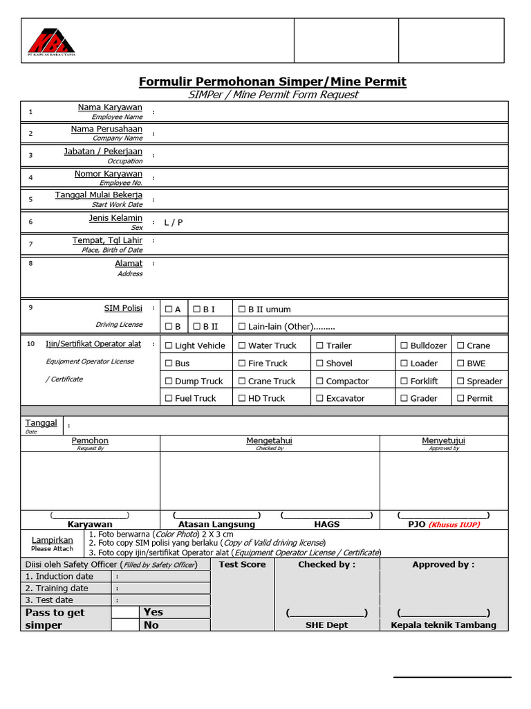 SIMPER & Mine Permit Application Form | PDF | Land Vehicles ...