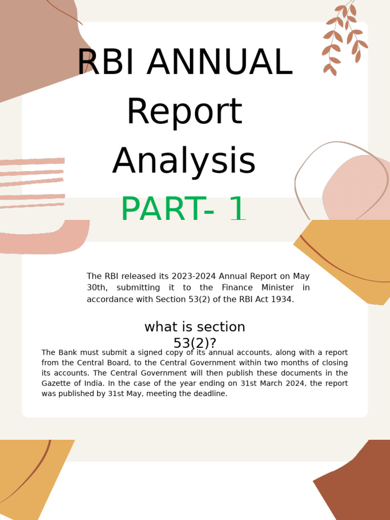 RBI Annual Report 2023-24 Insights | PDF | Reserve Bank Of India ...