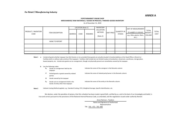 Inventory Listing Annex A | PDF | Inventory | Business
