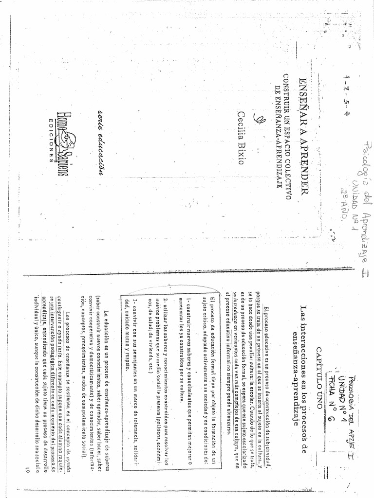 Enseñar A Aprender - Bixio TEXTO | PDF