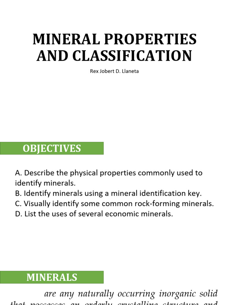 Mineral Properties and Classification | PDF | Minerals | Color