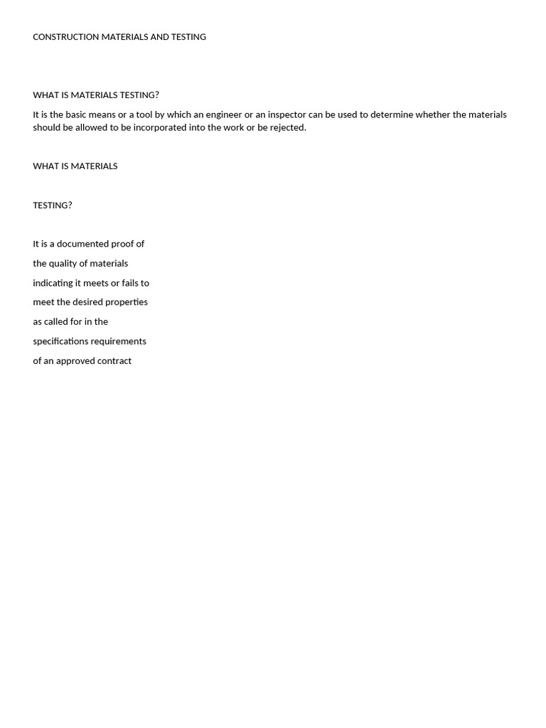 Construction Materials and Testing | PDF