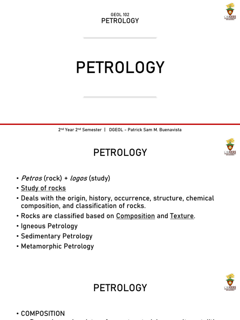 LEC 01. Introduction To Petrology | PDF | Rock (Geology) | Sedimentary Rock