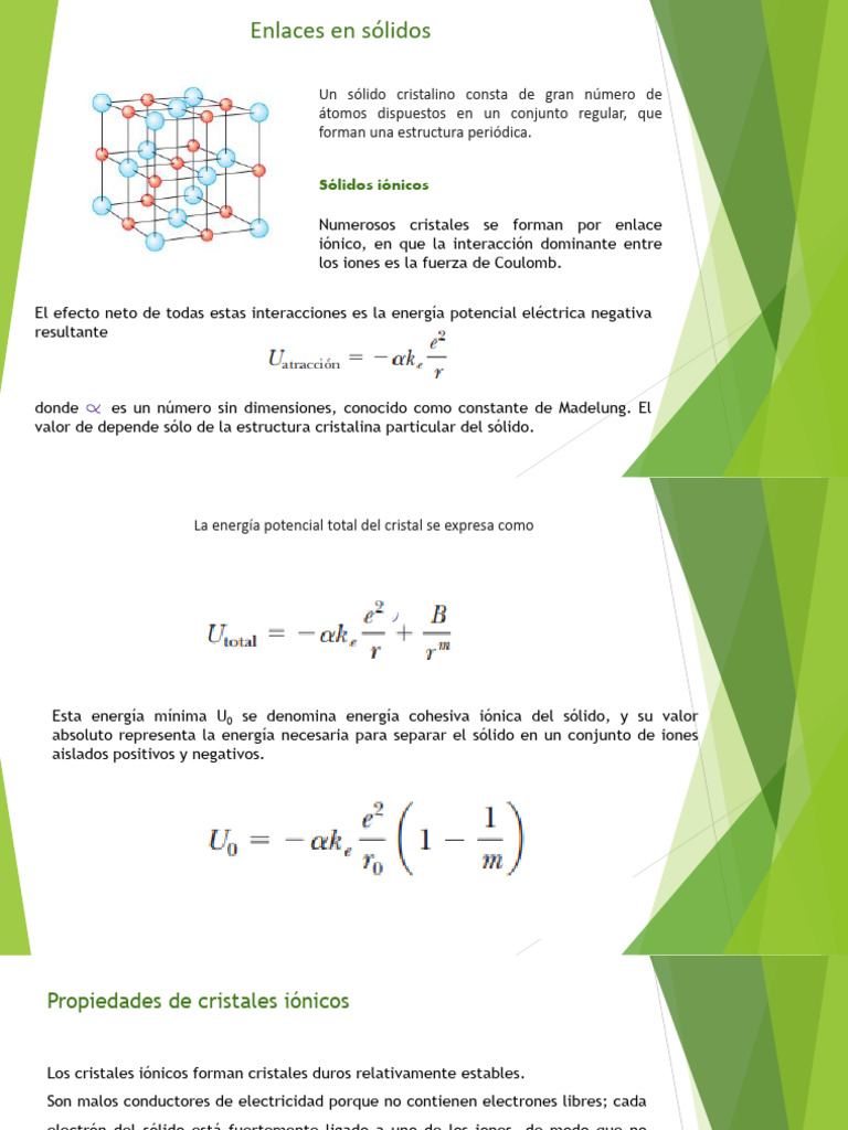 Propiedades de Sólidos Cristalinos | PDF | Sólido | Enlace iónico