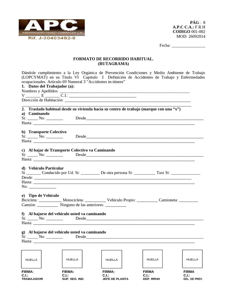Formato de Recorrido Rutagrama | PDF | Transporte | Vehículos