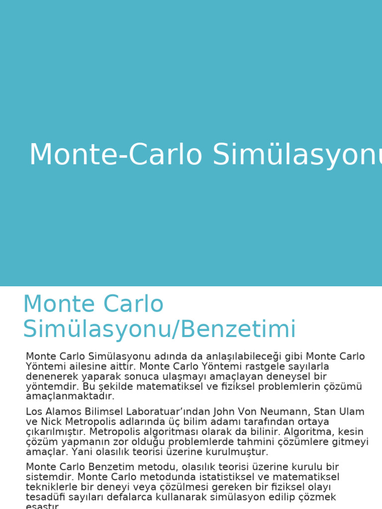 4.hafta MonteCarlo Simülasyonu | PDF