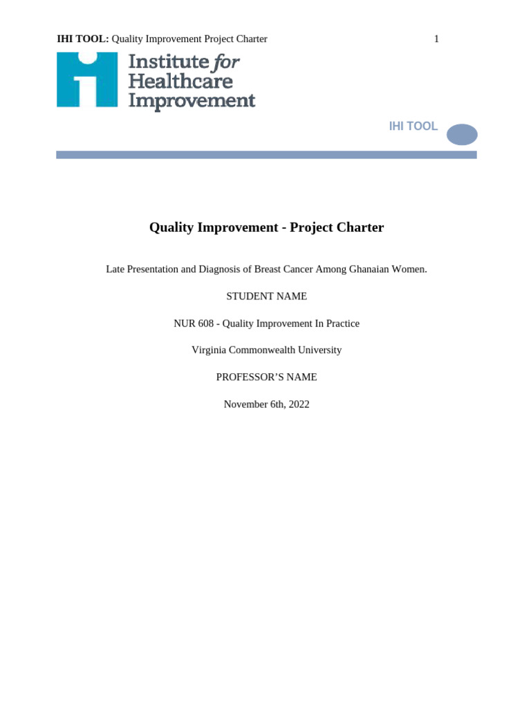 ++2nd - NURS 608 IHITool_QI_Project_Charter MICROSOFT WORD | PDF ...