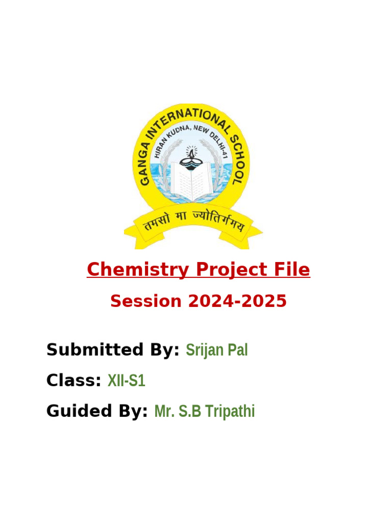 Chemistry Project File | PDF