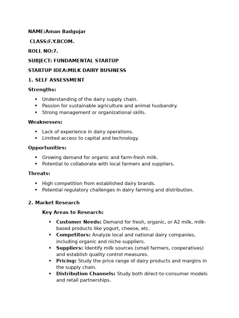 Fundamental Startup Assignment | PDF | Supply Chain | Dairy