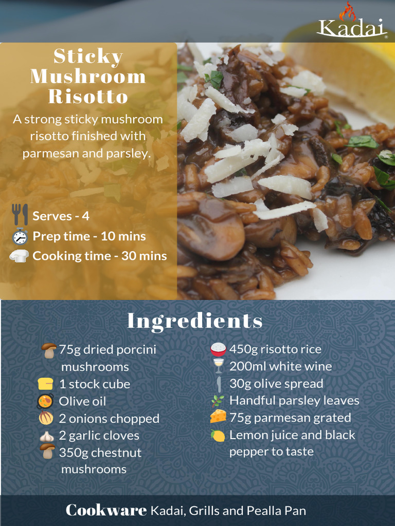 Mushroom Risotto Recipe Card | PDF