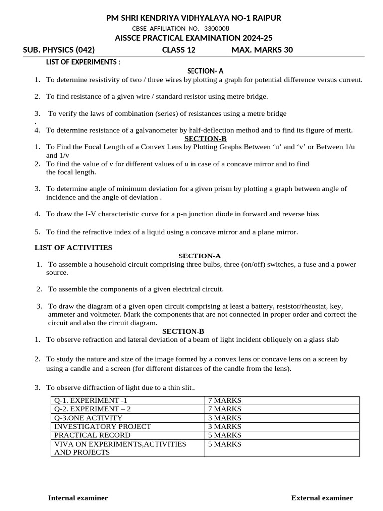 Cbse Xii- Practical Qp | PDF | Electromagnetic Radiation | Applied And ...