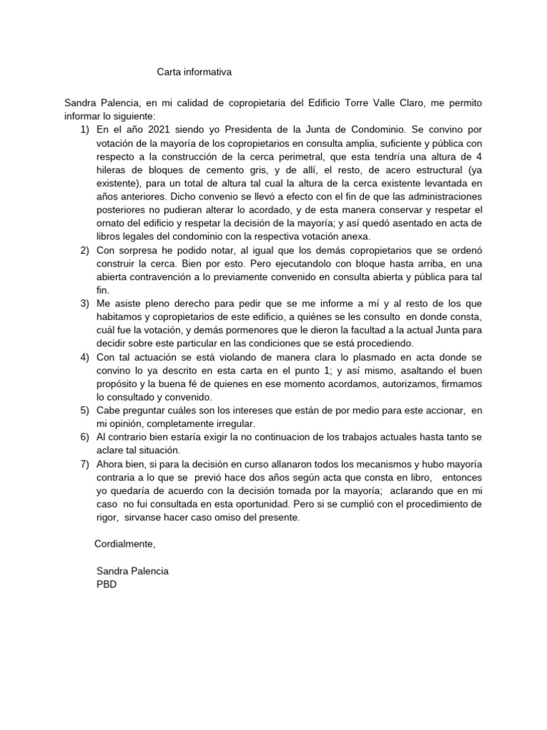 Carta Informativa | PDF | Condominio